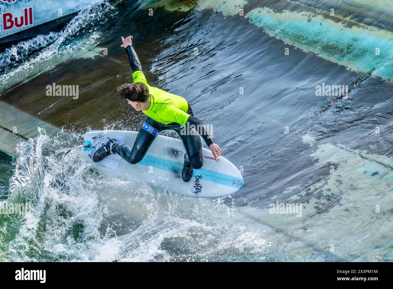 The River Wave Ebensee Standing Wave Surfing 2024fun Stock Photo - Alamy