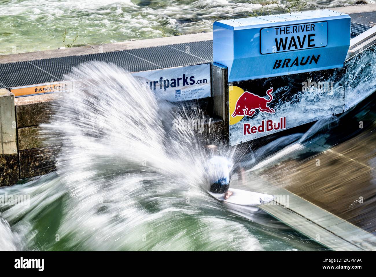 The River Wave Ebensee Standing Wave Surfing 2024fun Stock Photo - Alamy
