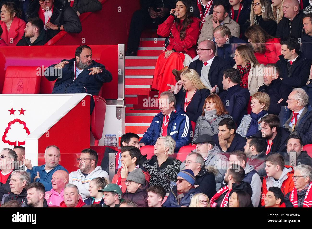 Nottingham Forest owner Evangelos Marinakis (left) and referee analyst ...