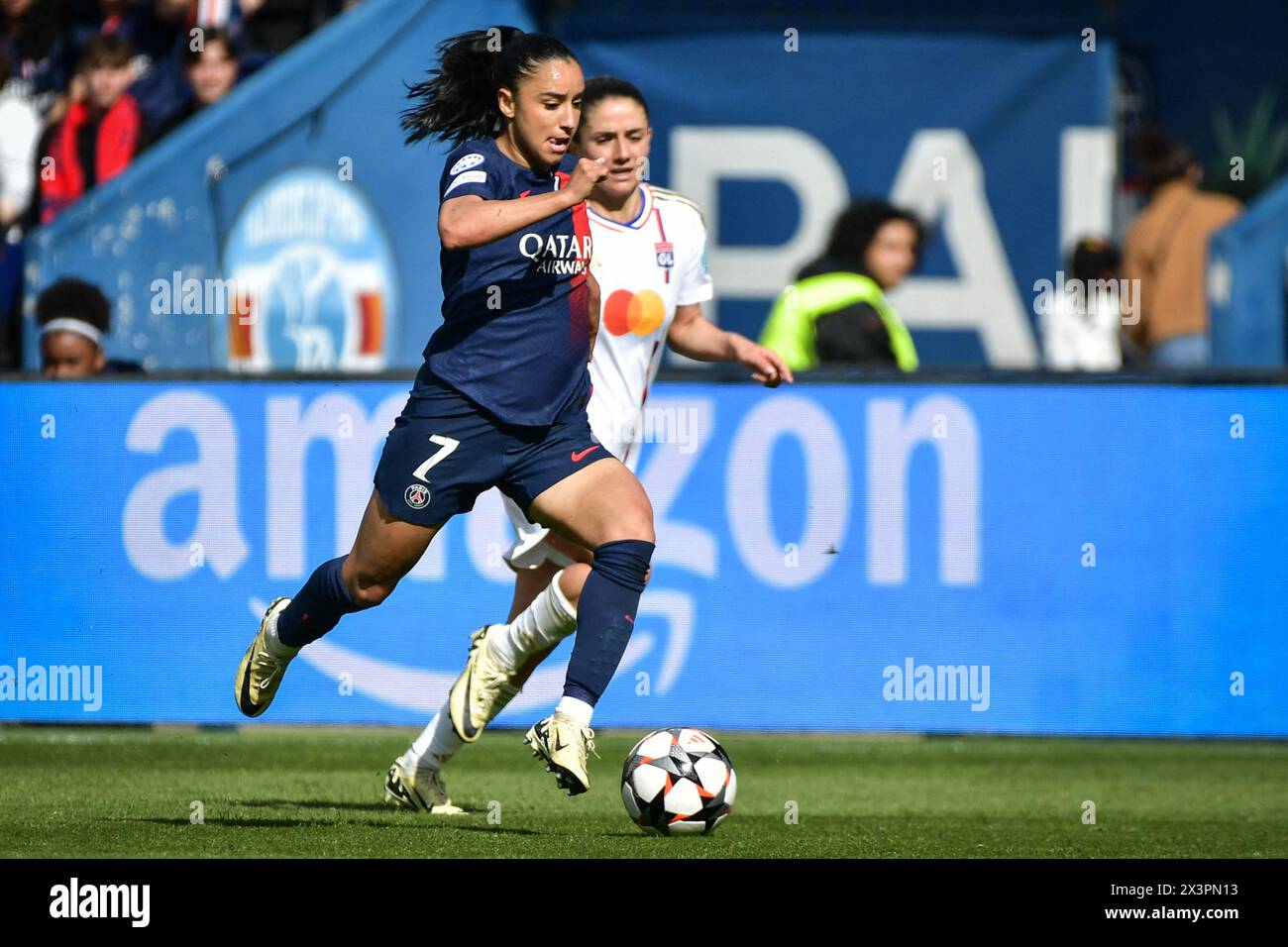 Parc des Princes stadium in Paris, on April 28, 2024. Paris Saint ...