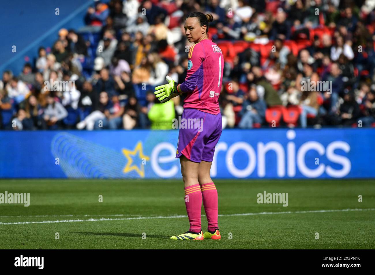 Parc des Princes stadium in Paris, on April 28, 2024. Olympique ...