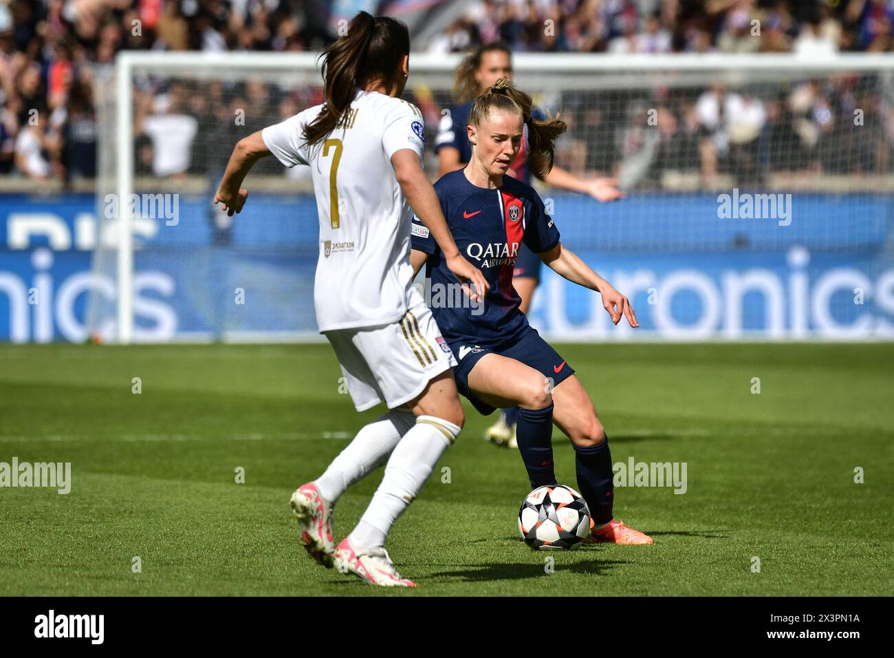 Parc des Princes stadium in Paris, on April 28, 2024. Paris Saint ...