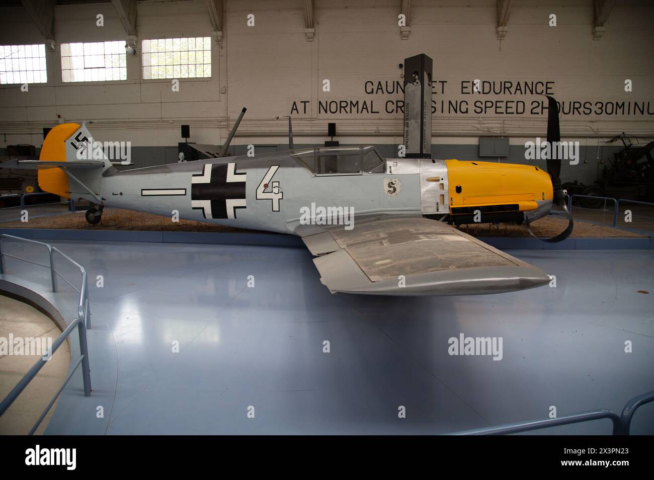 Messerschmitt Bf 109E-3. A Luftwaffe aircraft that force landed in 1940, restored in its crashed ...