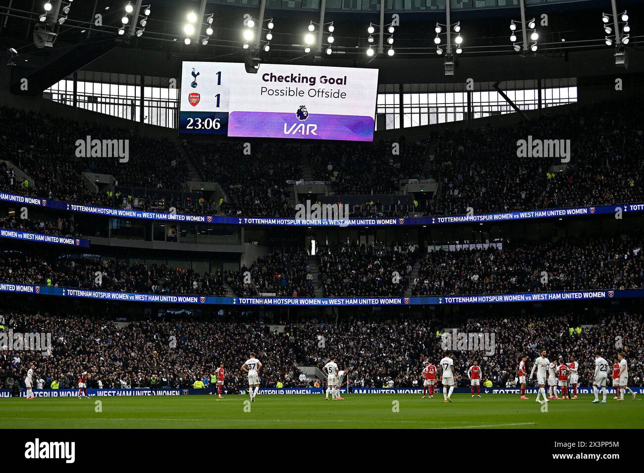 London, UK. 28th Apr, 2024. The Spurs 'goal' was ruled out by VAR ...