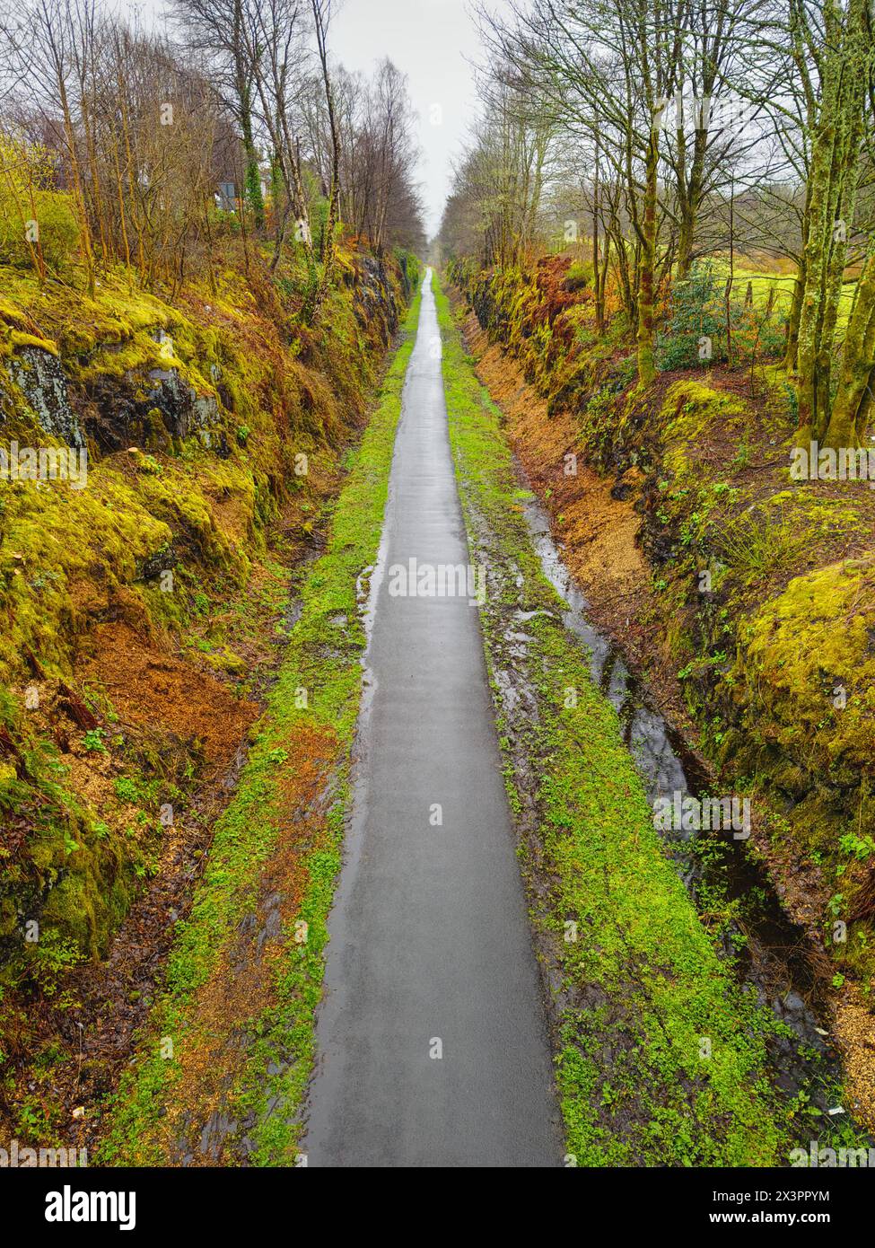Cycle and walk path in countryside built on old railway line Stock ...