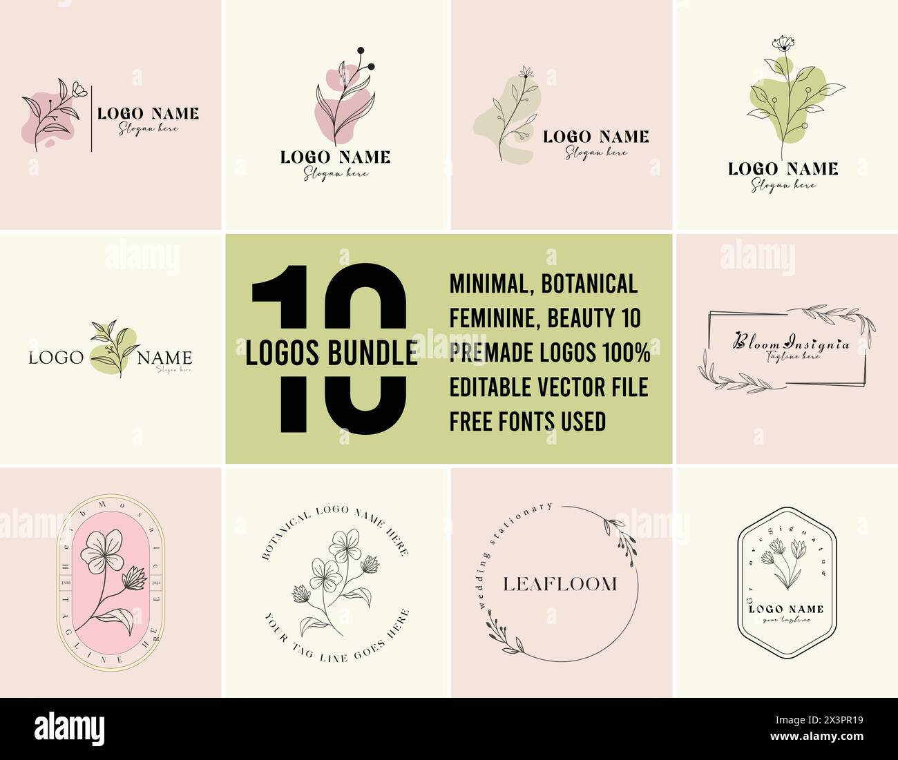 Collection of elegant stickers badges and logos for beauty, organic ...