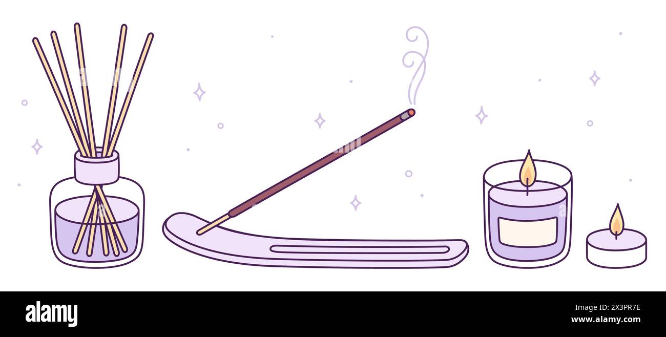 Lavender scented candles Stock Vector Images - Alamy