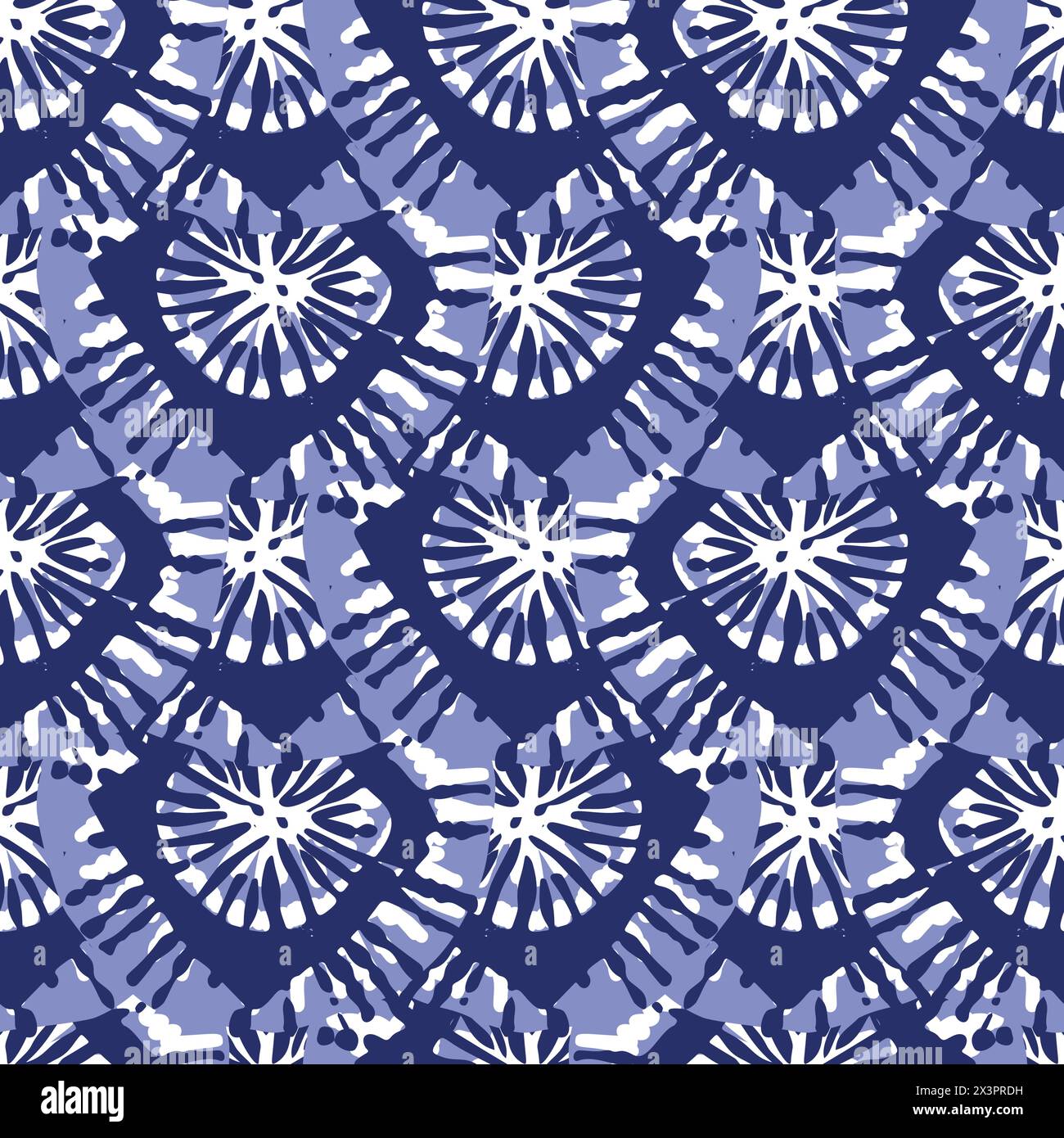 Indigo blue Japanese dot block print effect pattern. Seamless hand made ...