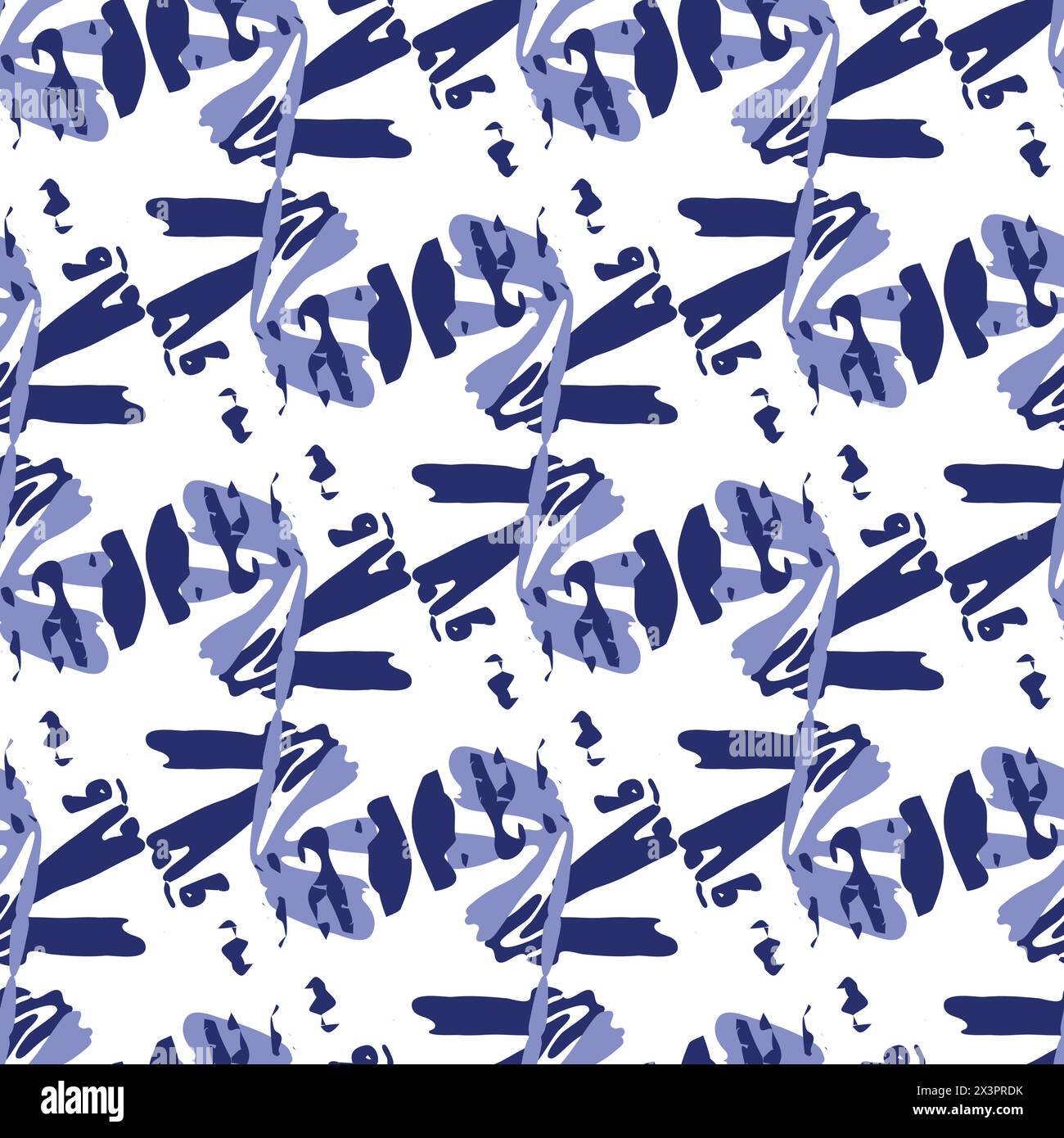 Indigo blue Japanese block print effect pattern. Seamless hand made ...
