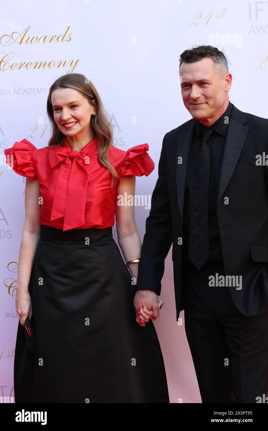 Dublin, Ireland. 20th April 2024. Catherine Walker and Jason O Mara arriving on the red carpet ...