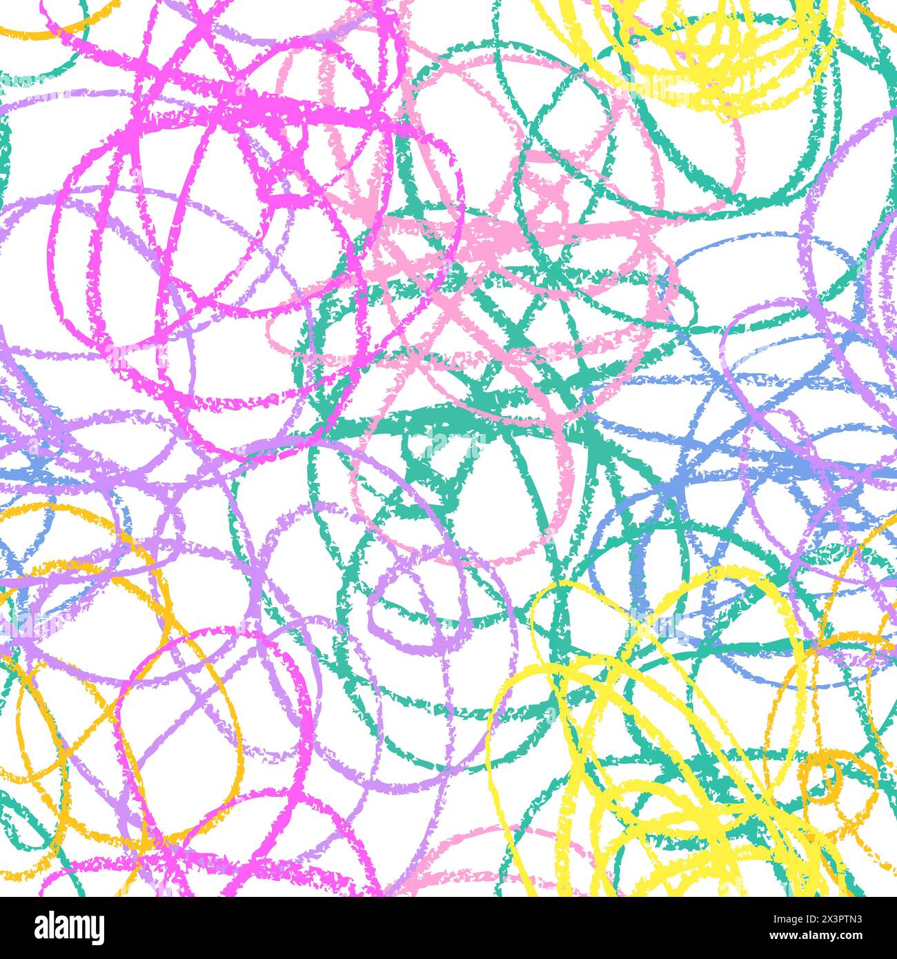 Hand drawn crayon line seamless pattern. Doodle design element. Texture ...