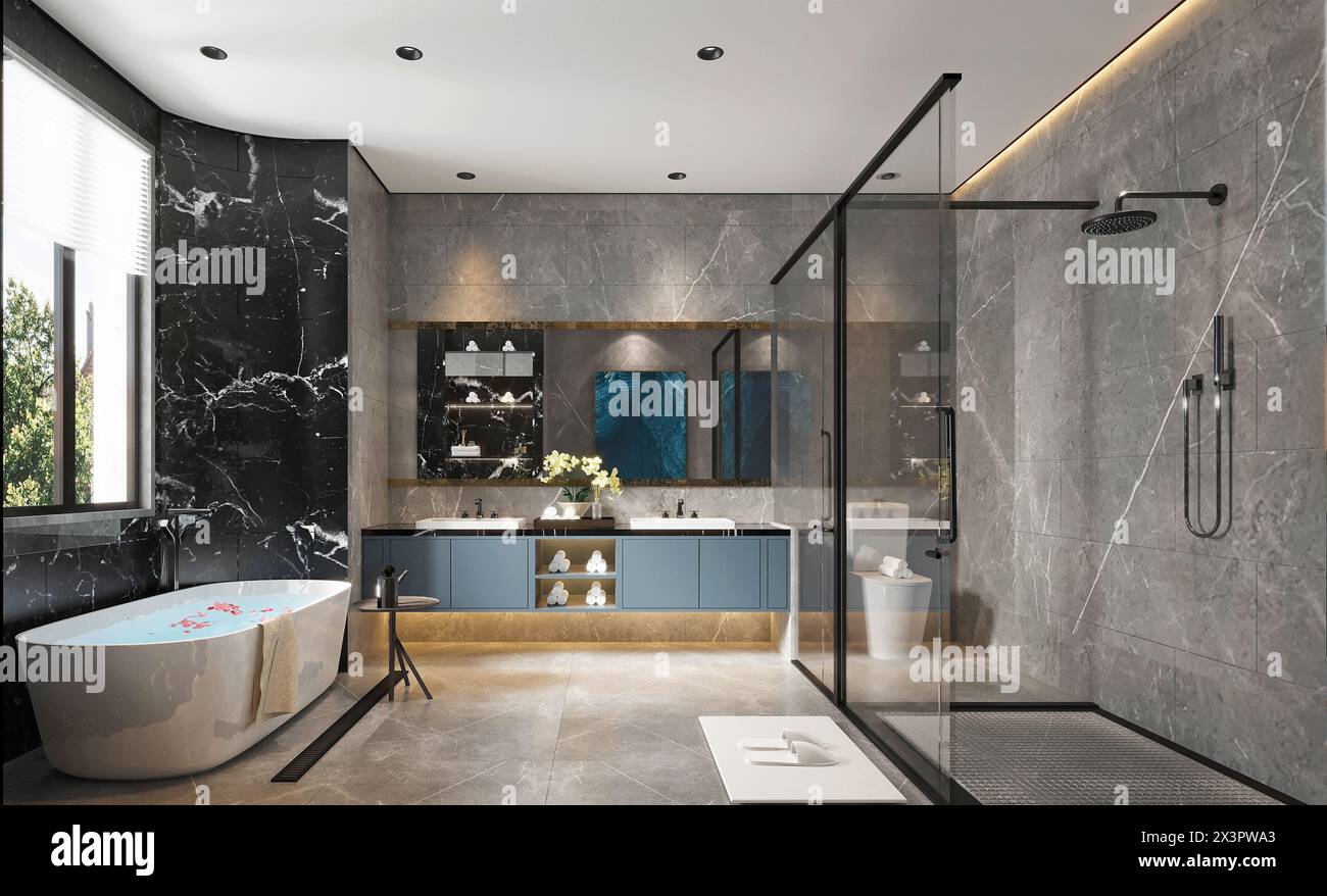 3d render of luxury bathroom Stock Photo - Alamy