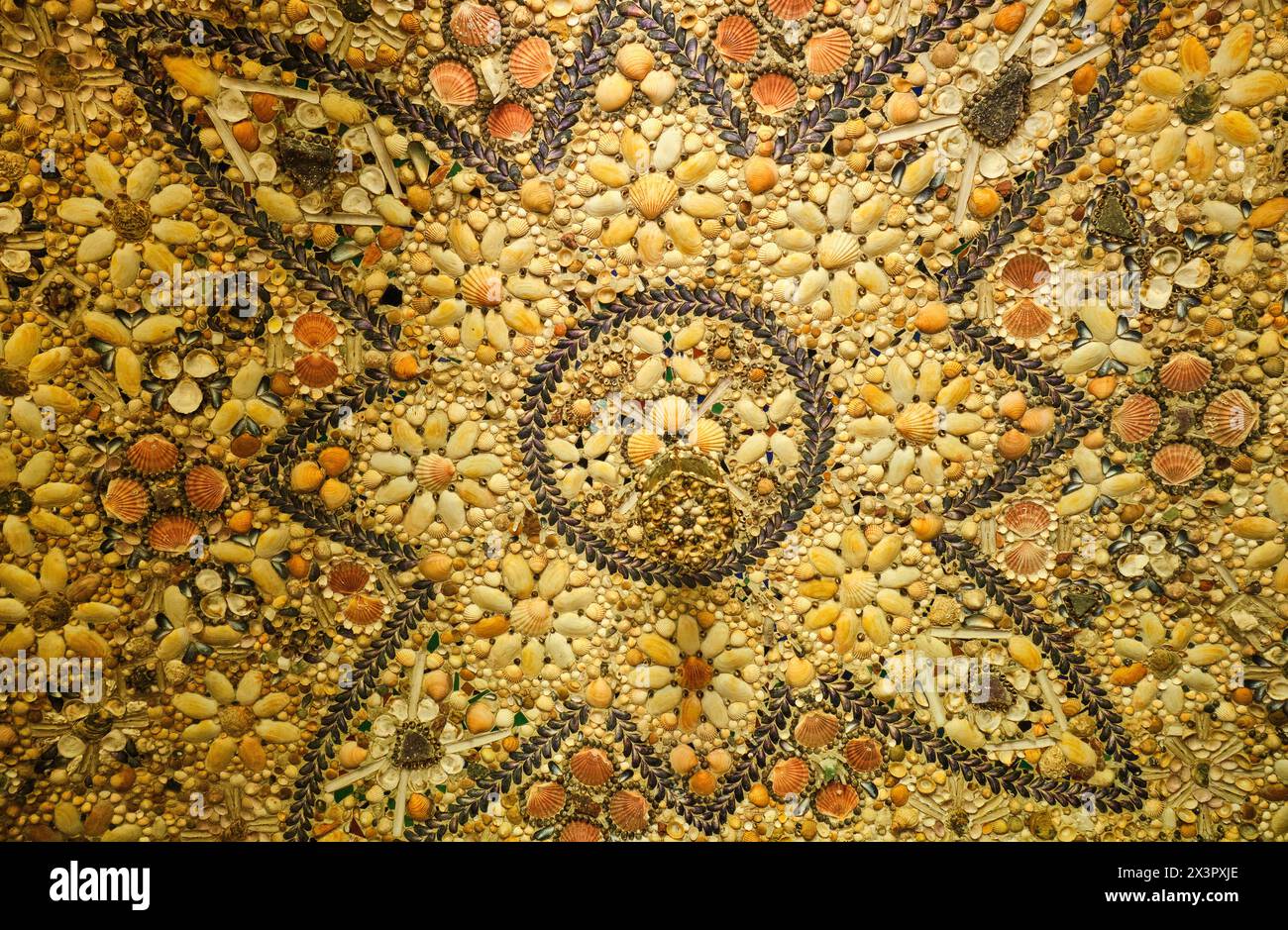 Ceiling of the Shell House Grotto at Cilwendeg, Boncath, Pembrokeshire ...