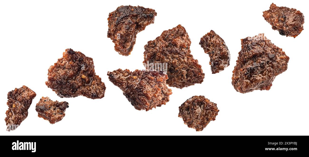 Fried ground beef, grilled mince beef meat isolated on white background ...