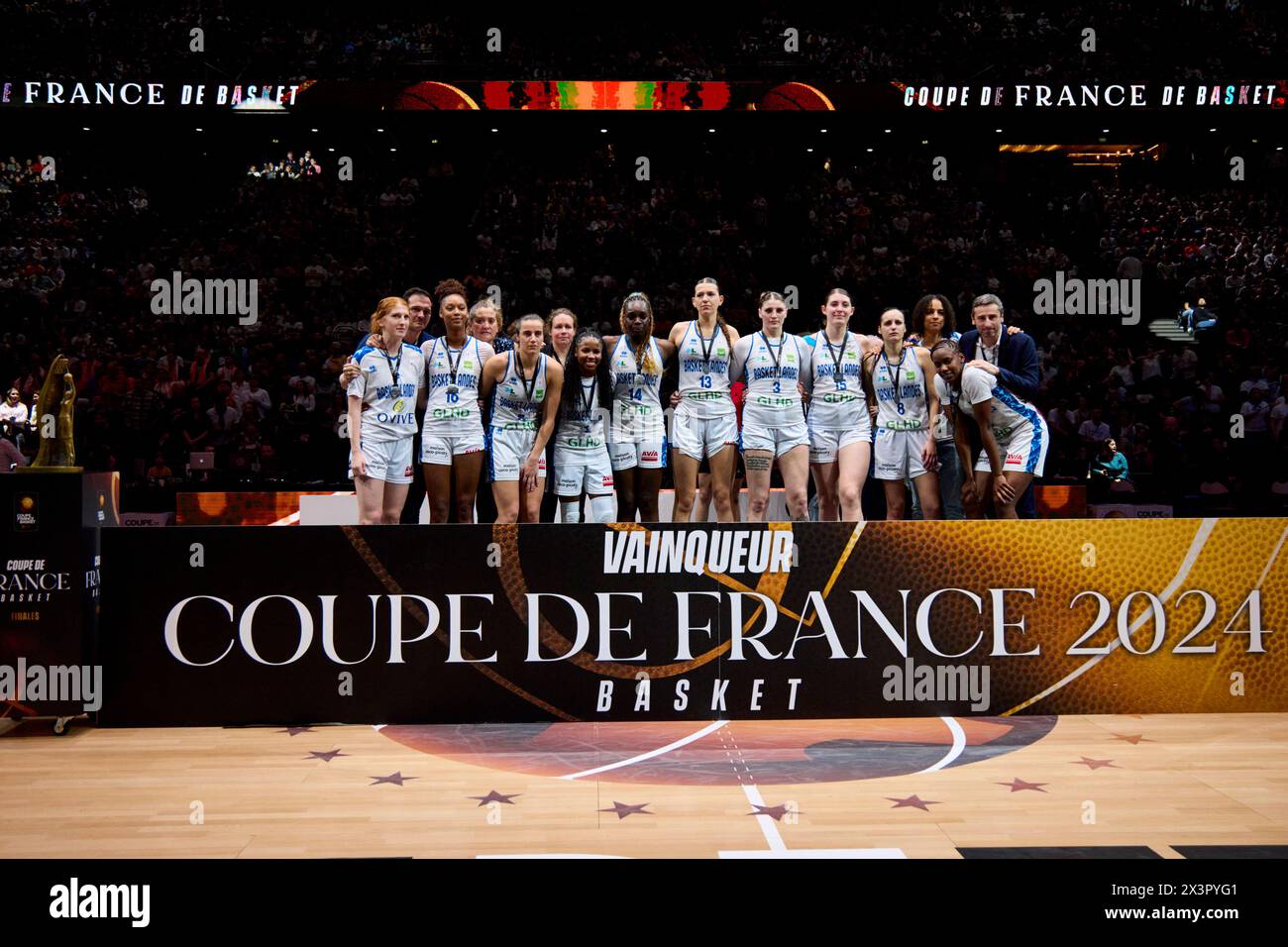 Paris, France. 27th Apr, 2024. Basket Landes Team during the Women's ...
