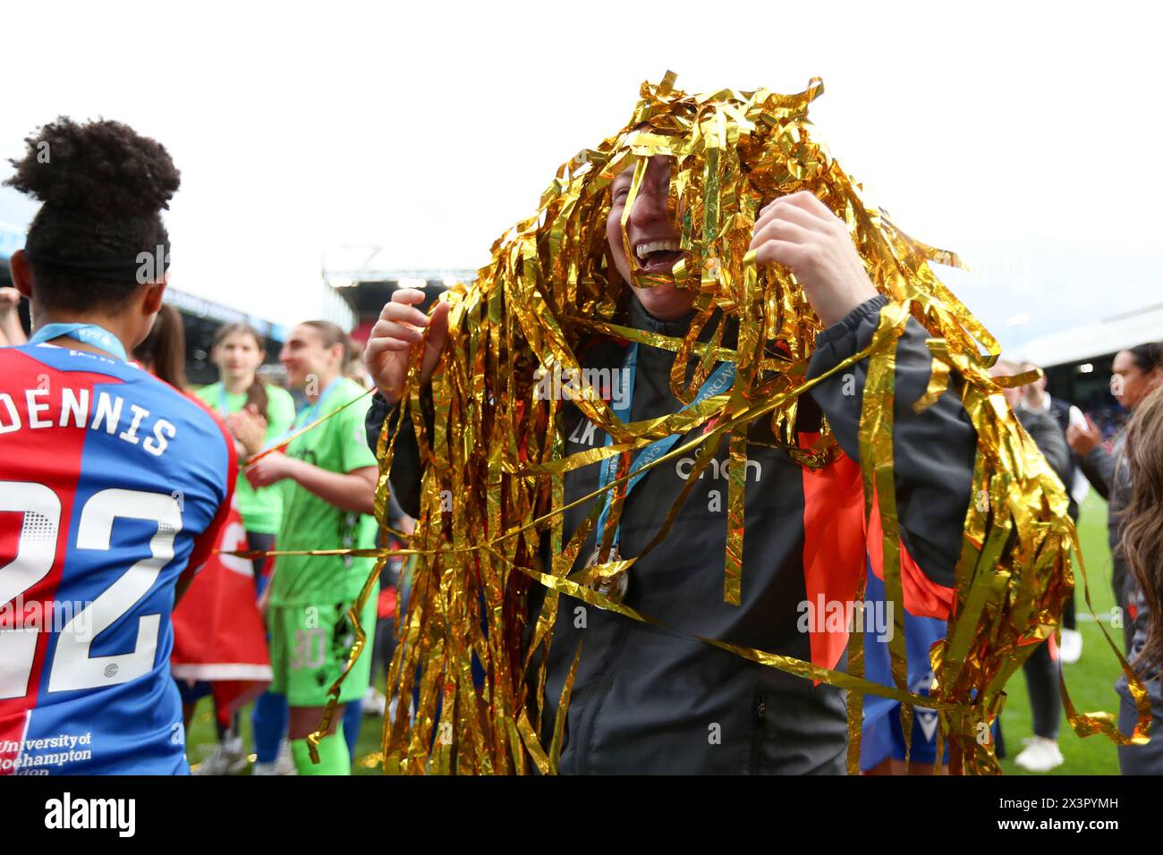 Crystal Palace manager Laura Kaminski and players celebrate with the ...