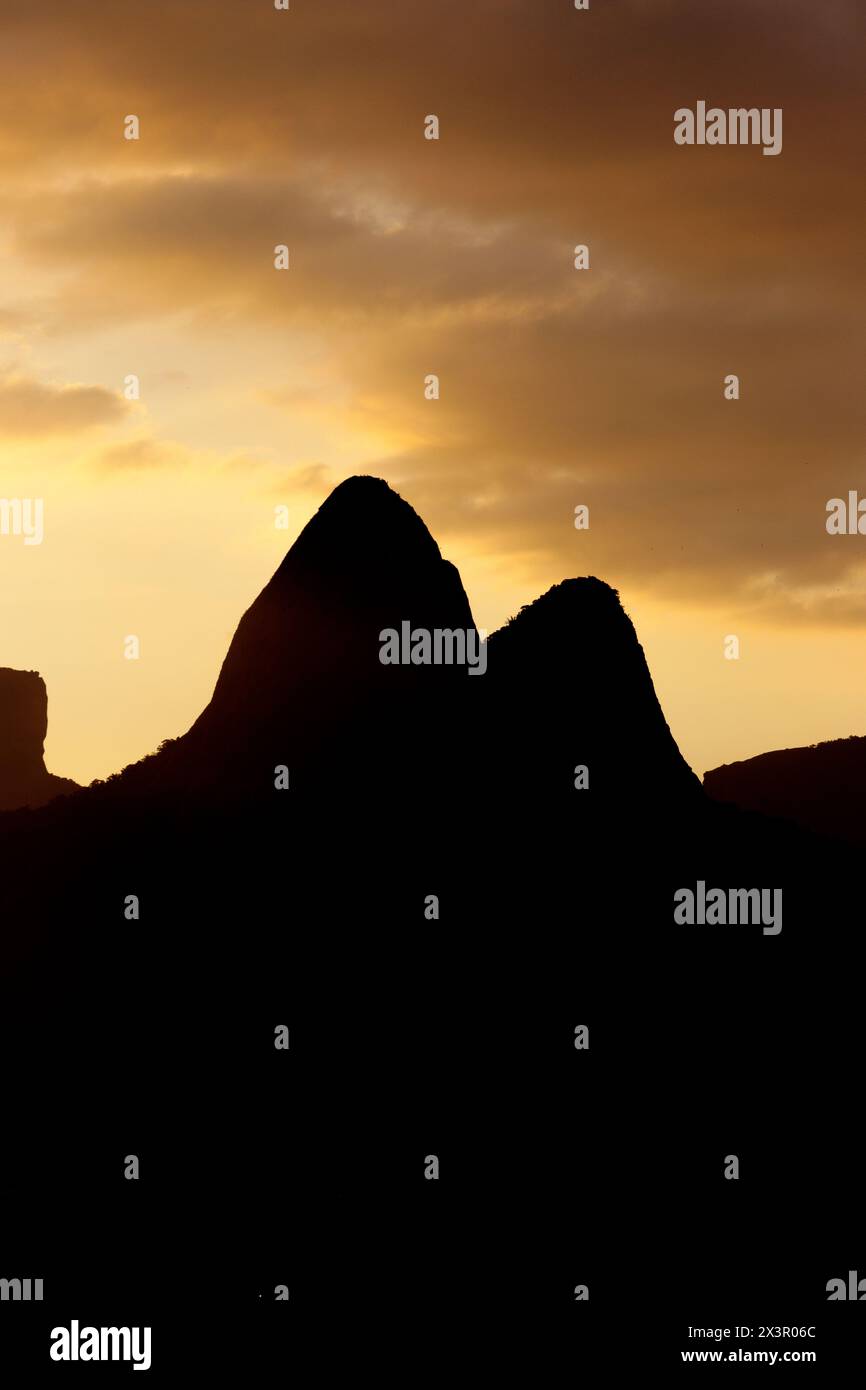 Two Hill Brother silhouette in Rio de Janeiro, Brazil Stock Photo - Alamy