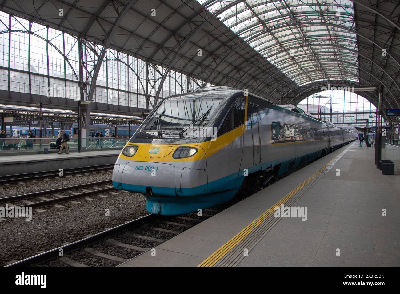 Prague, Czechia; March 25: A SuperCity high speed train at Prague main station. It is a tilting ...