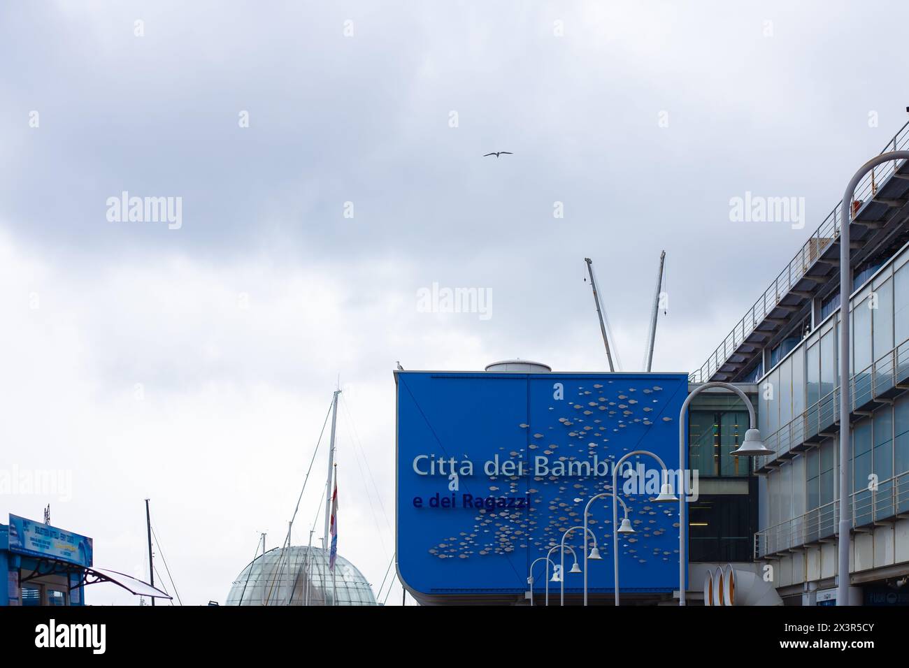Aquarium of Genova. Large oceanarium near the port: aquariums with a ...