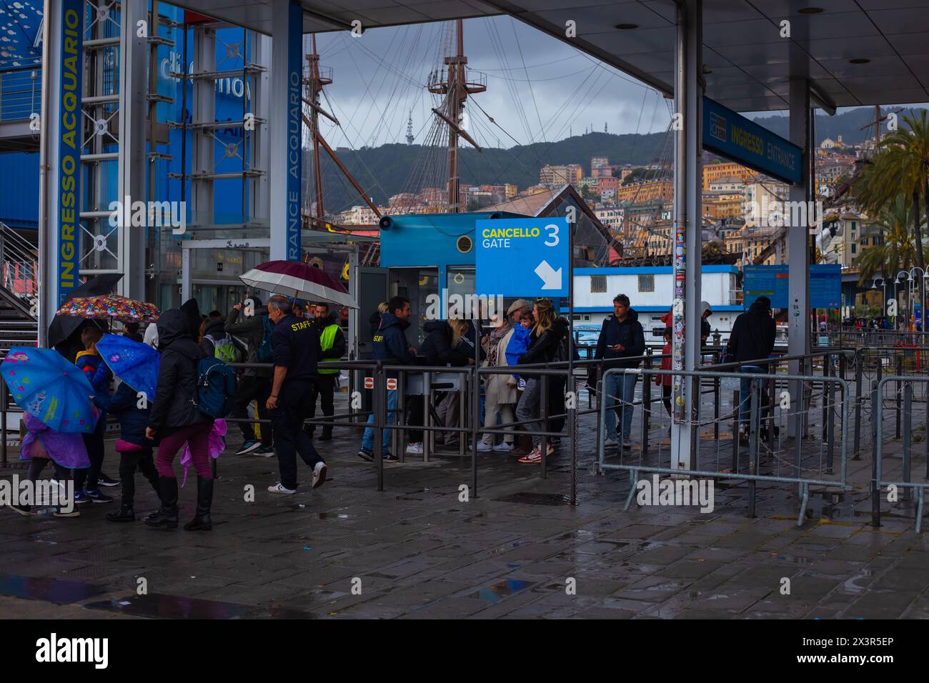 Aquarium of Genova. Large oceanarium near the port: aquariums with a ...