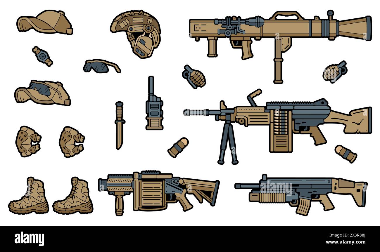 Military patch. Army badges on clothes. Gun Military Weapon. Heavy Machine Gun. Automatic Rifle ...