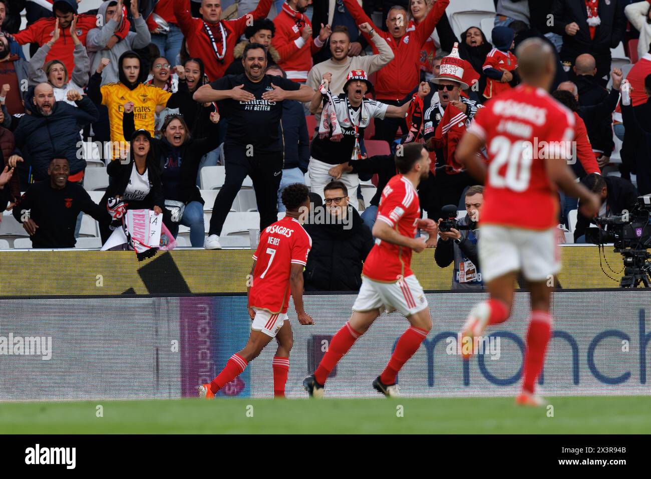 David Neres celebrates after goal during Liga Portugal game between SL ...