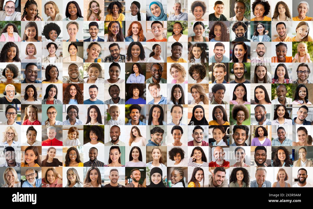 Grid of Various Multiracial People Headshots, Collage Stock Photo - Alamy