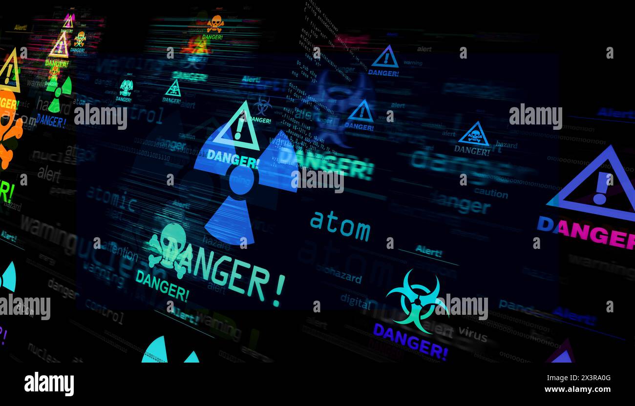 Alert wargning with skull symbol technology concept. Abstract sign on ...