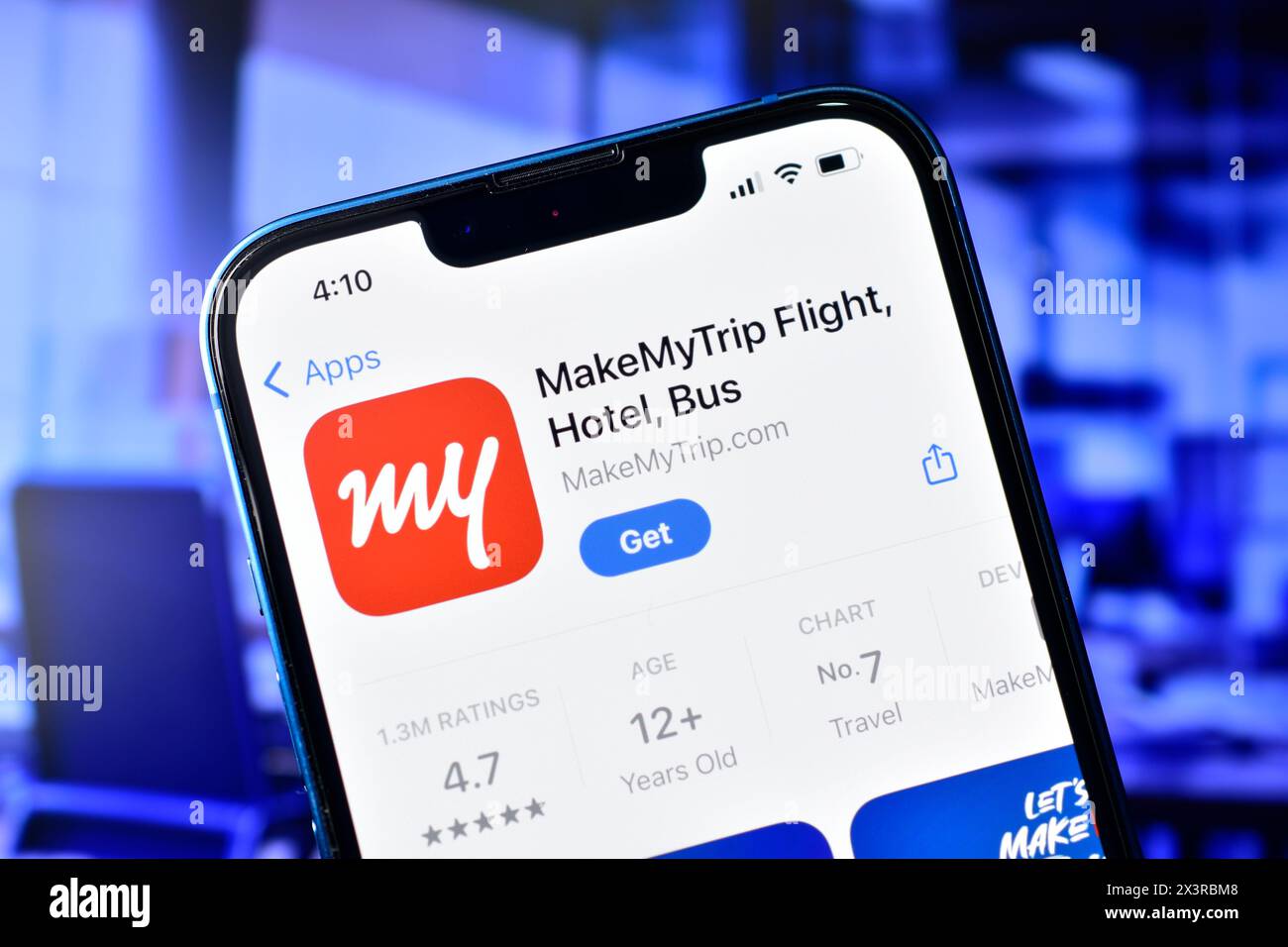 New Delhi, India 28 April 2024 :- Make my trip application on ...