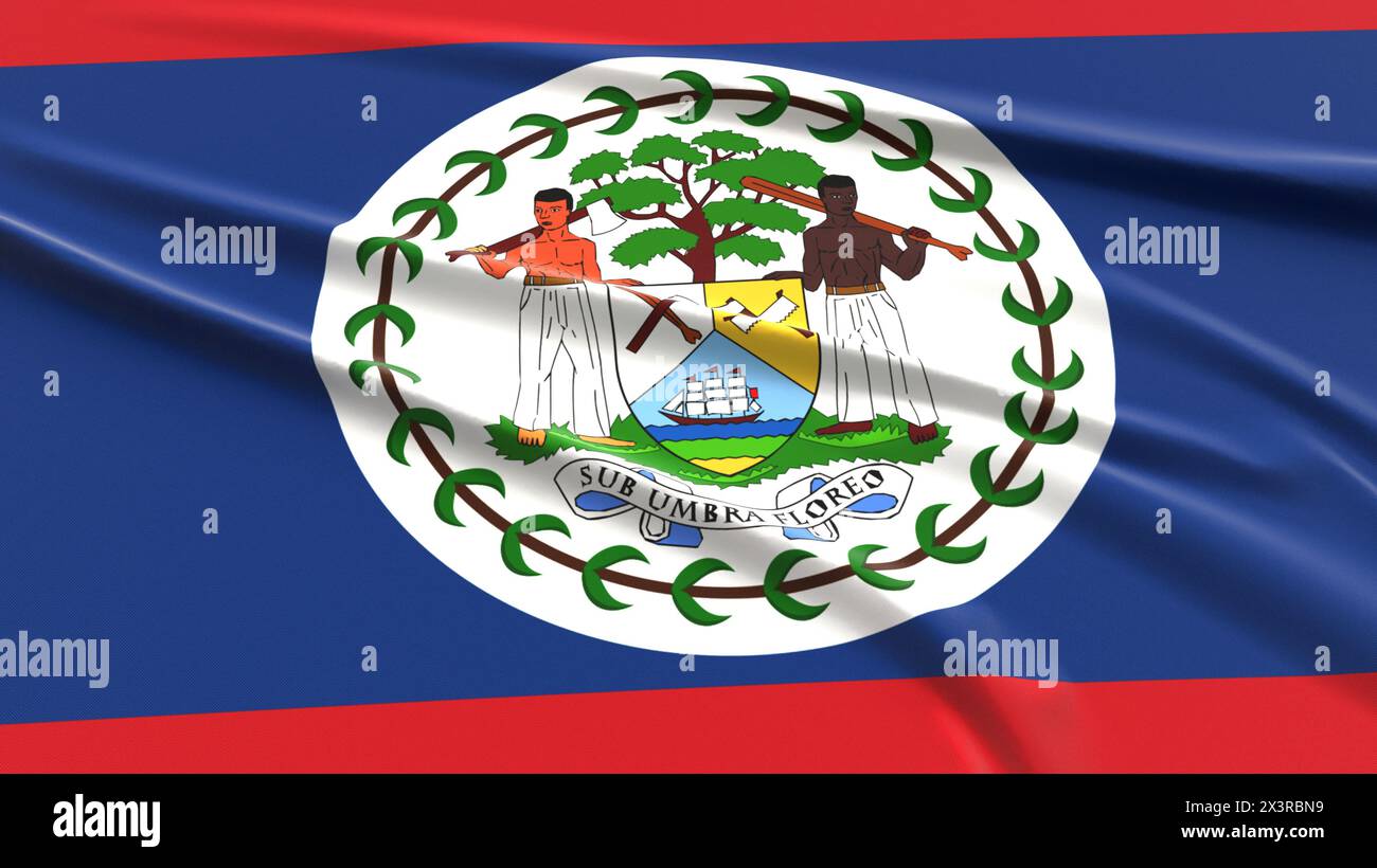 Belize Flag. Fabric textured Belize Flag. 3D Render Illustration Stock ...