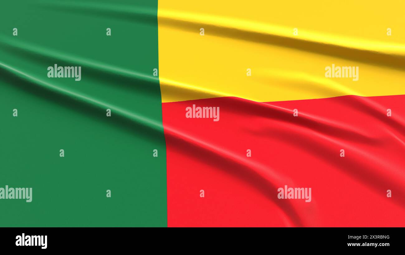 Benin Flag. Fabric textured Beninese Flag. 3D Render Illustration Stock ...