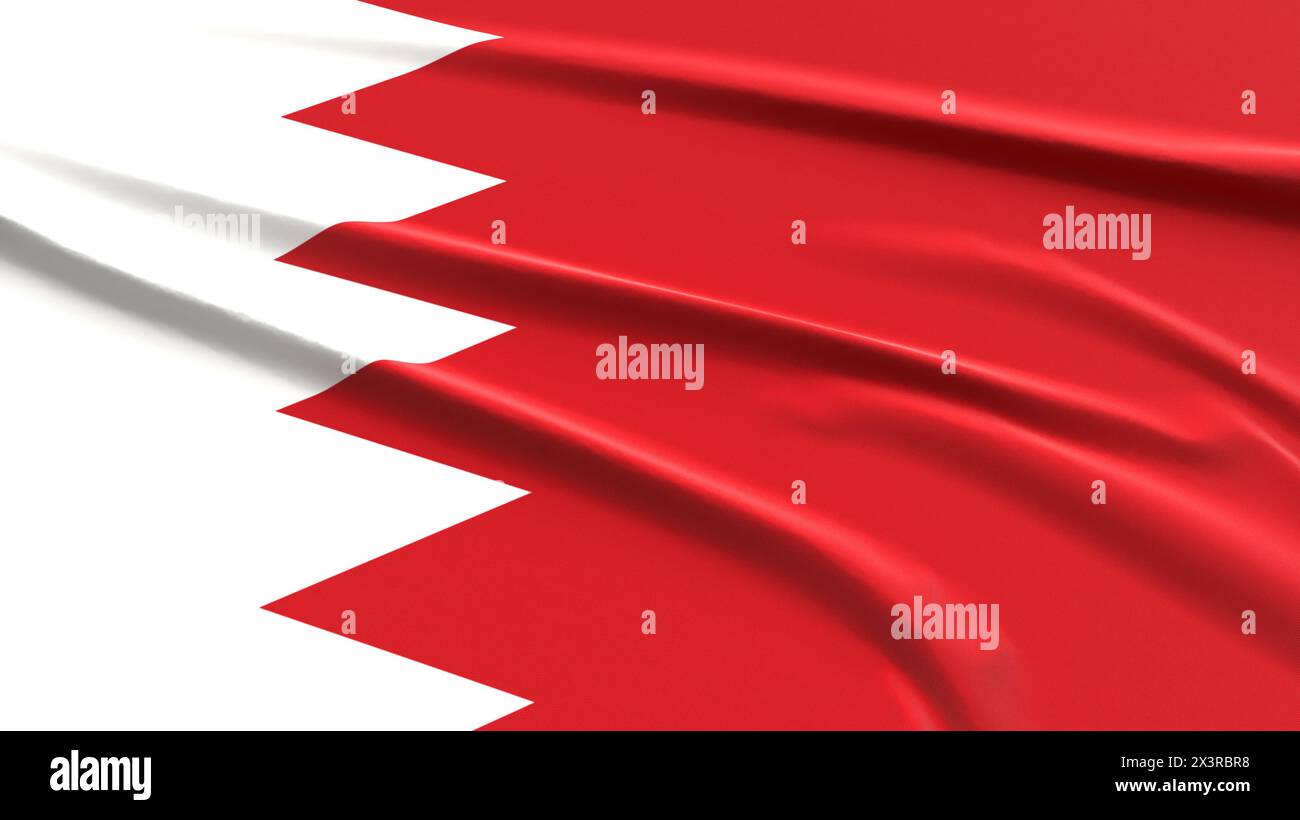 Bahrain Flag. Fabric textured Bahrain's Flag. 3D Render Illustration ...