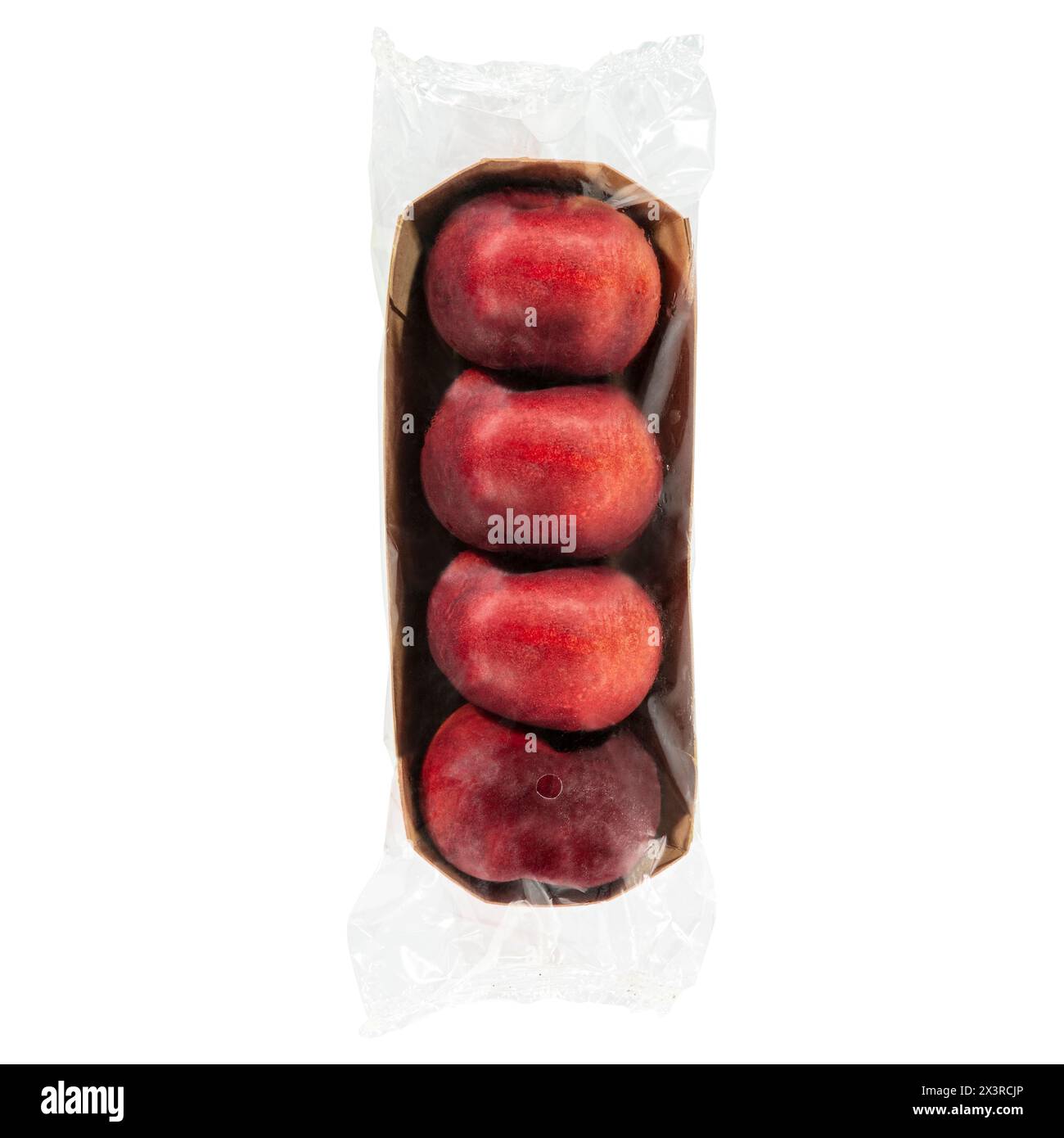 Four whole in a pack plum fruit isolated on white background. clipping ...
