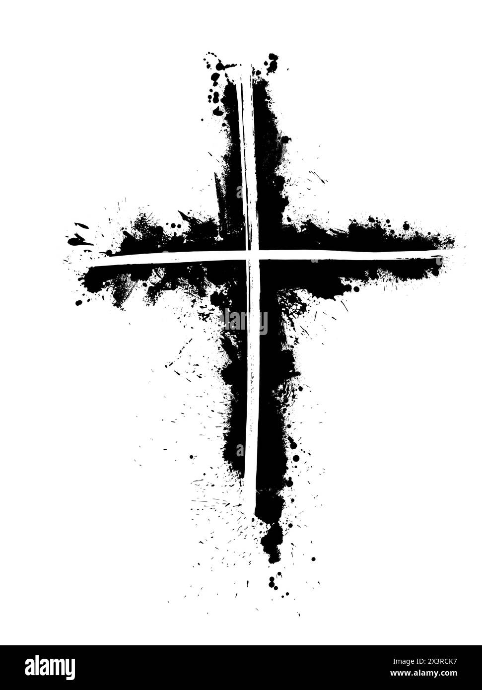 Hand drawn christian cross signs. Brush painted black icons. hand ...
