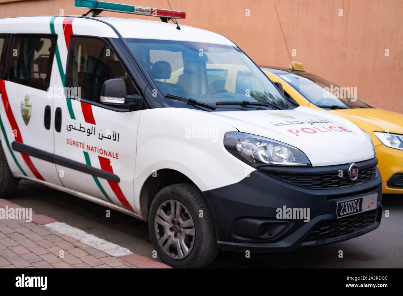 Police car on streets of Marrakech, Public safety in Marrakech ...
