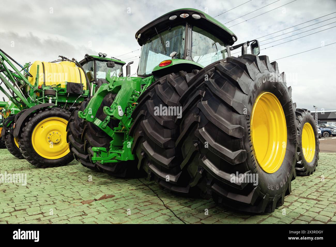 John Deere Tractor 8400 R on display at the agricultural fair Expo ...