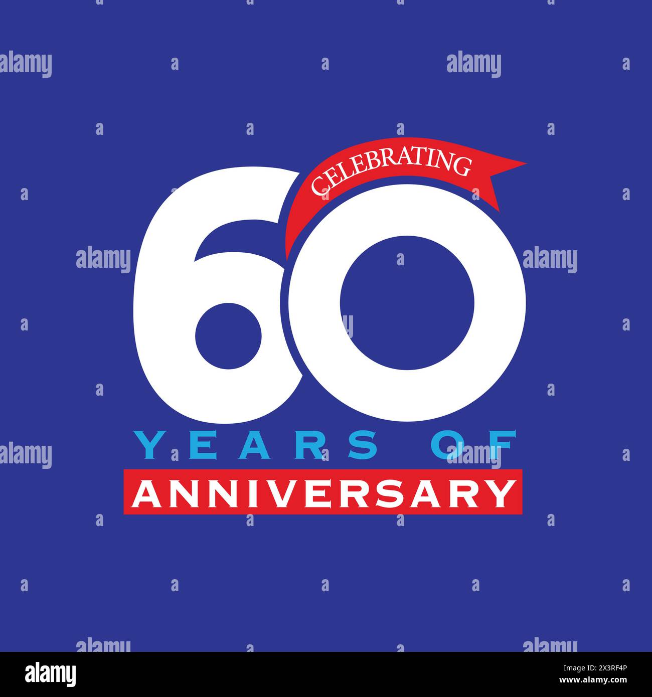 60 years anniversary logo design. 60th anniversary badge design with ribbon. Sign and symbol for ...