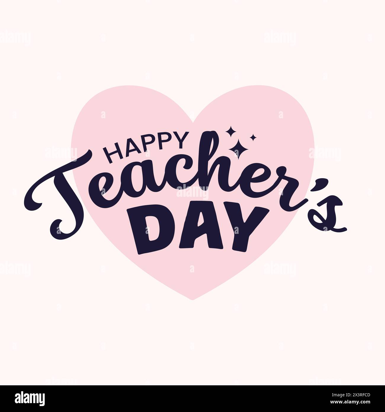 Happy Teacher's day hand drawn typography with a heart vector on ...