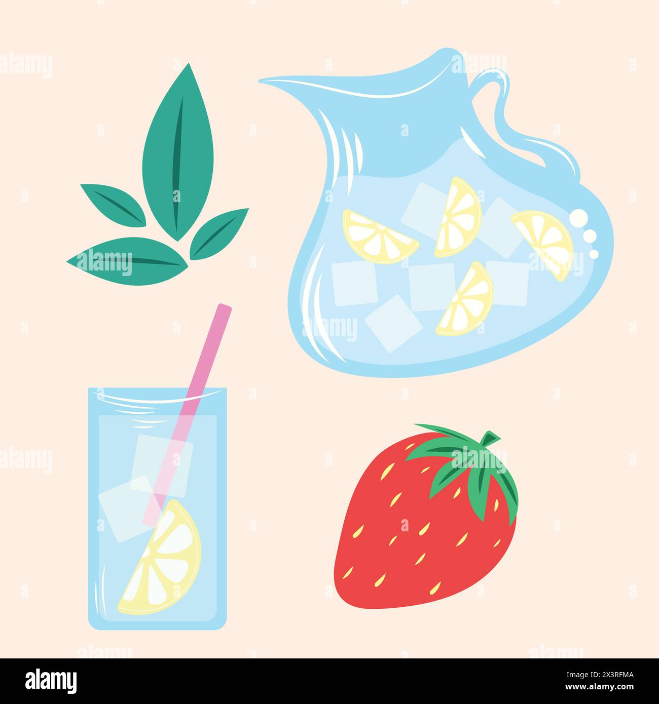 Cold lemonade ice cubes Stock Vector Images - Alamy