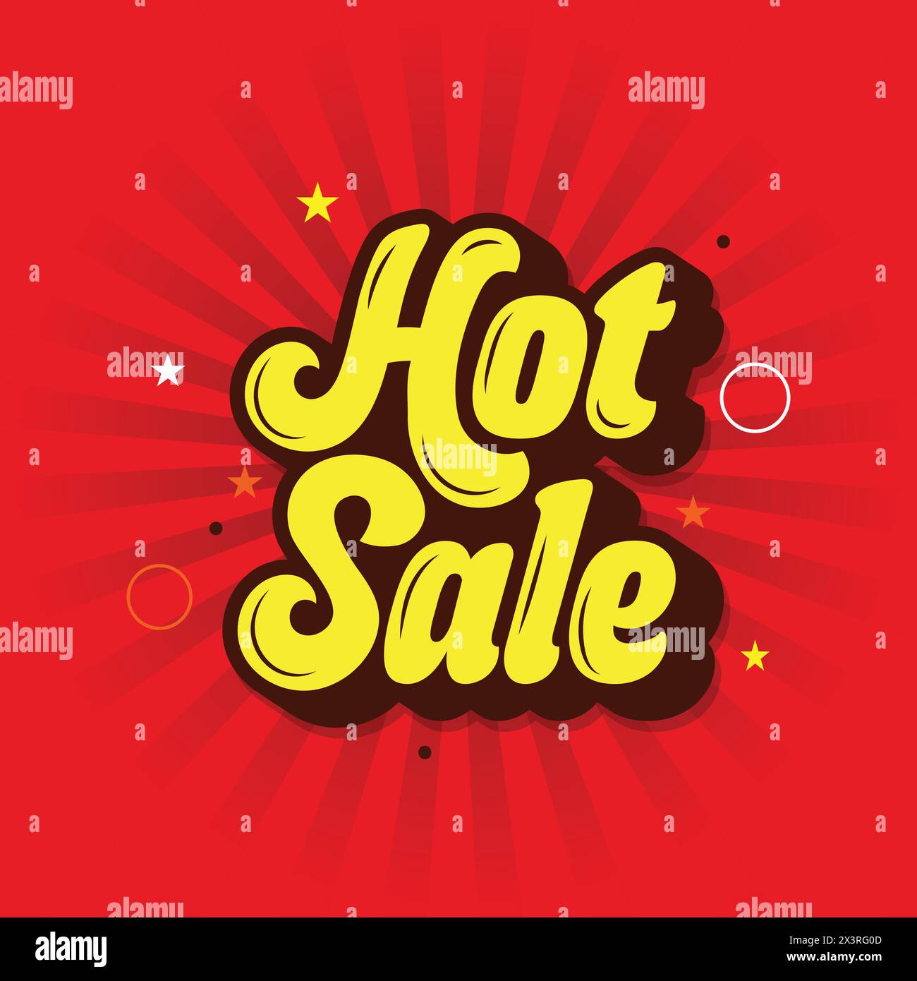 Hot Sale template design with retro lettering on red color background ...