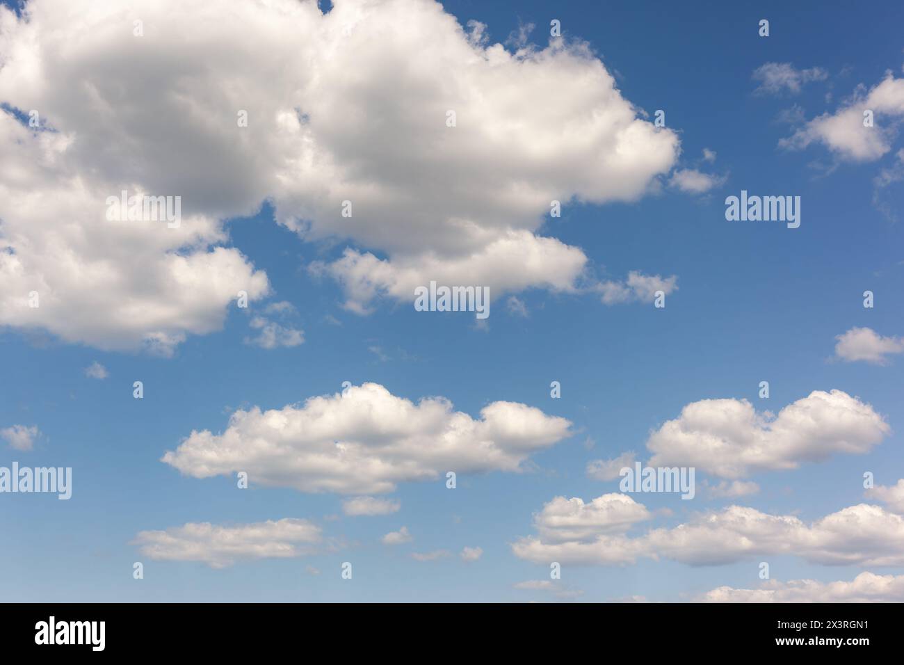 Beautiful blue clear sky, clouds in sunshine, bright, calm summer air ...