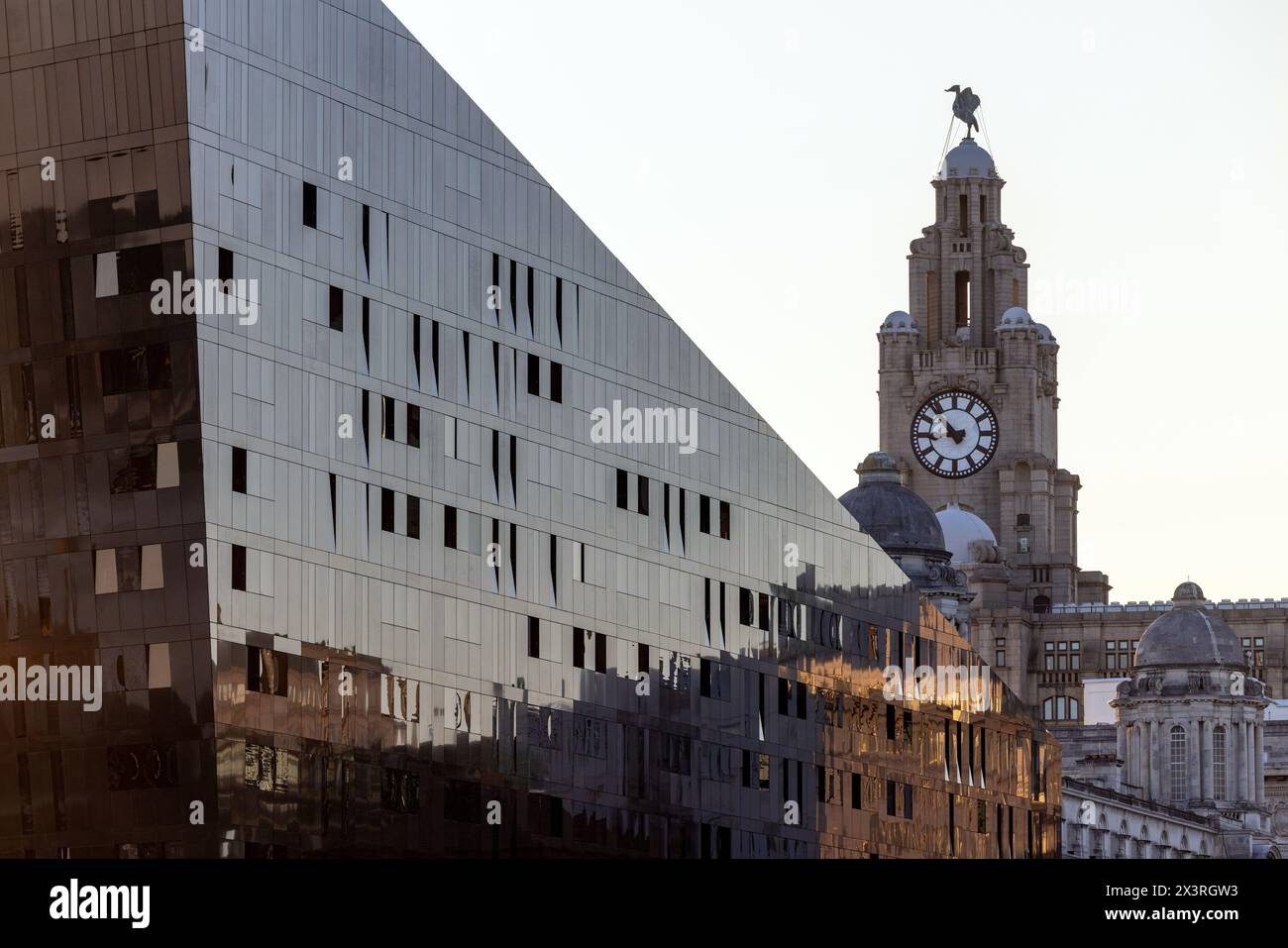 The Liver Building and a modern addition to the Liverpool Waterfront ...