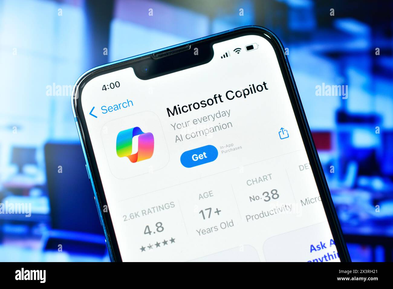 New Delhi, India 28 April 2024 :- Copilot application on smartphone ...