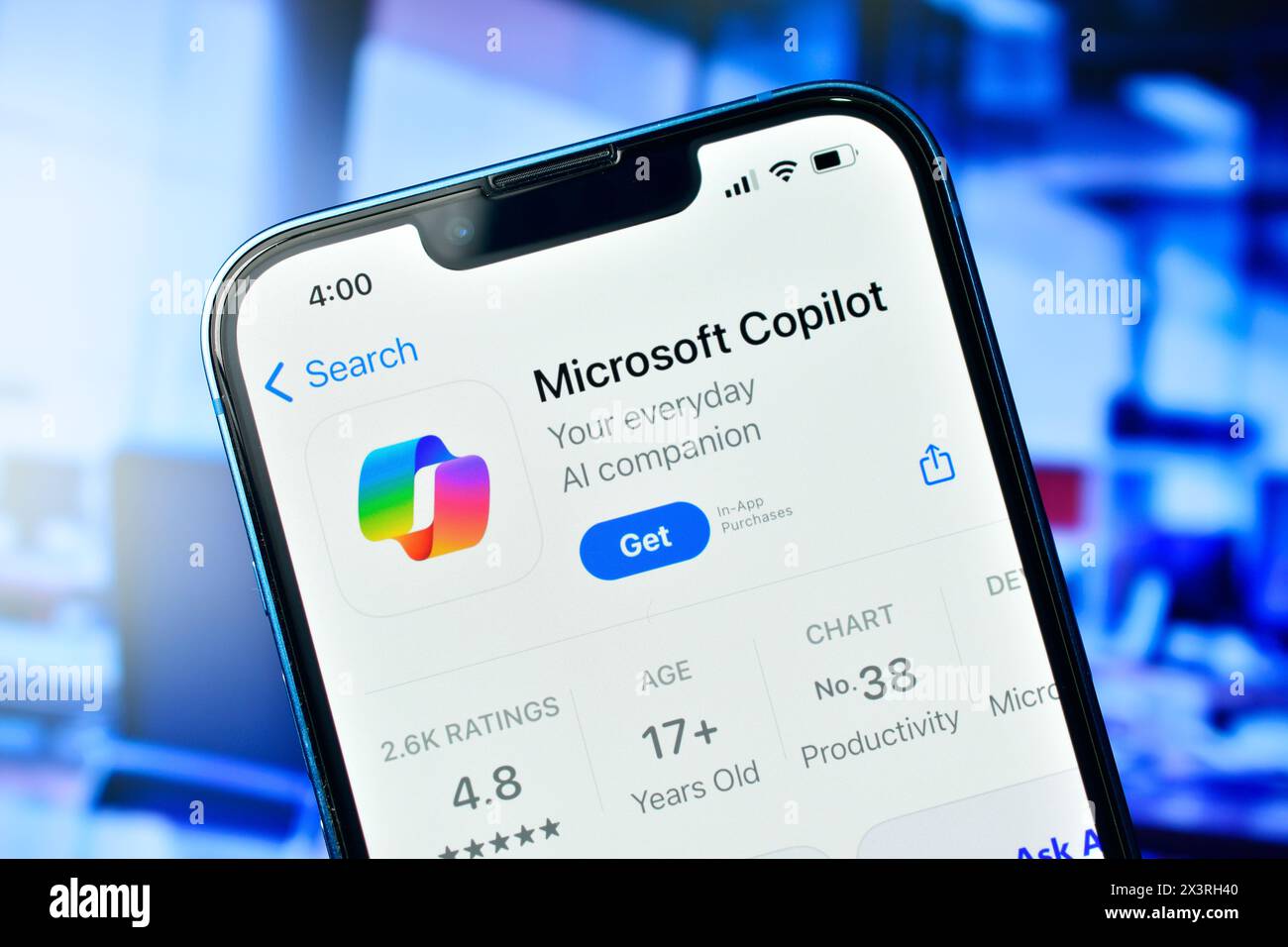 New Delhi, India 28 April 2024 :- Ms copilot app on smartphone, Artificial intelligence app by ...