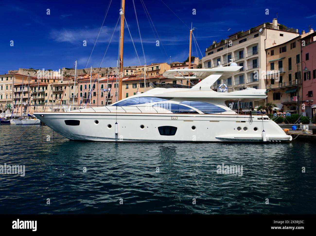 Italy, Tuscany, Elba Island, luxury yacht Azimut 75' in Portoferraio ...
