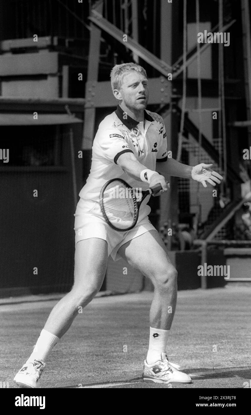 Boris Becker playing at Wimbledon Grand Slam tournament in 1993 Stock ...
