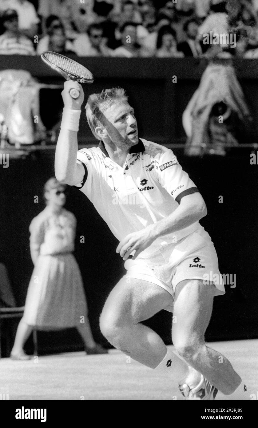 Boris Becker playing at Wimbledon Grand Slam tournament in 1993 Stock ...