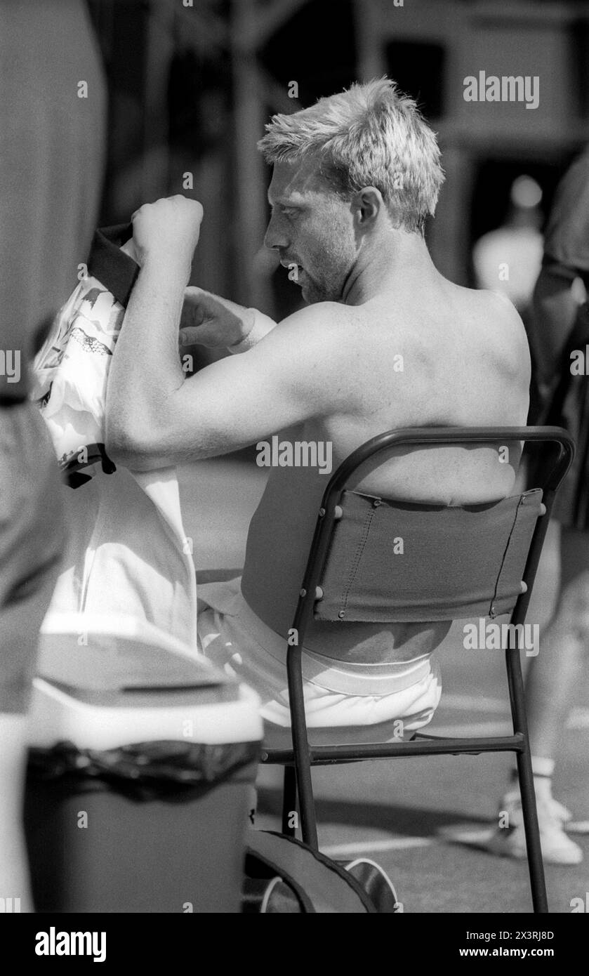 Boris Becker playing at Wimbledon Grand Slam tournament in 1993 Stock ...