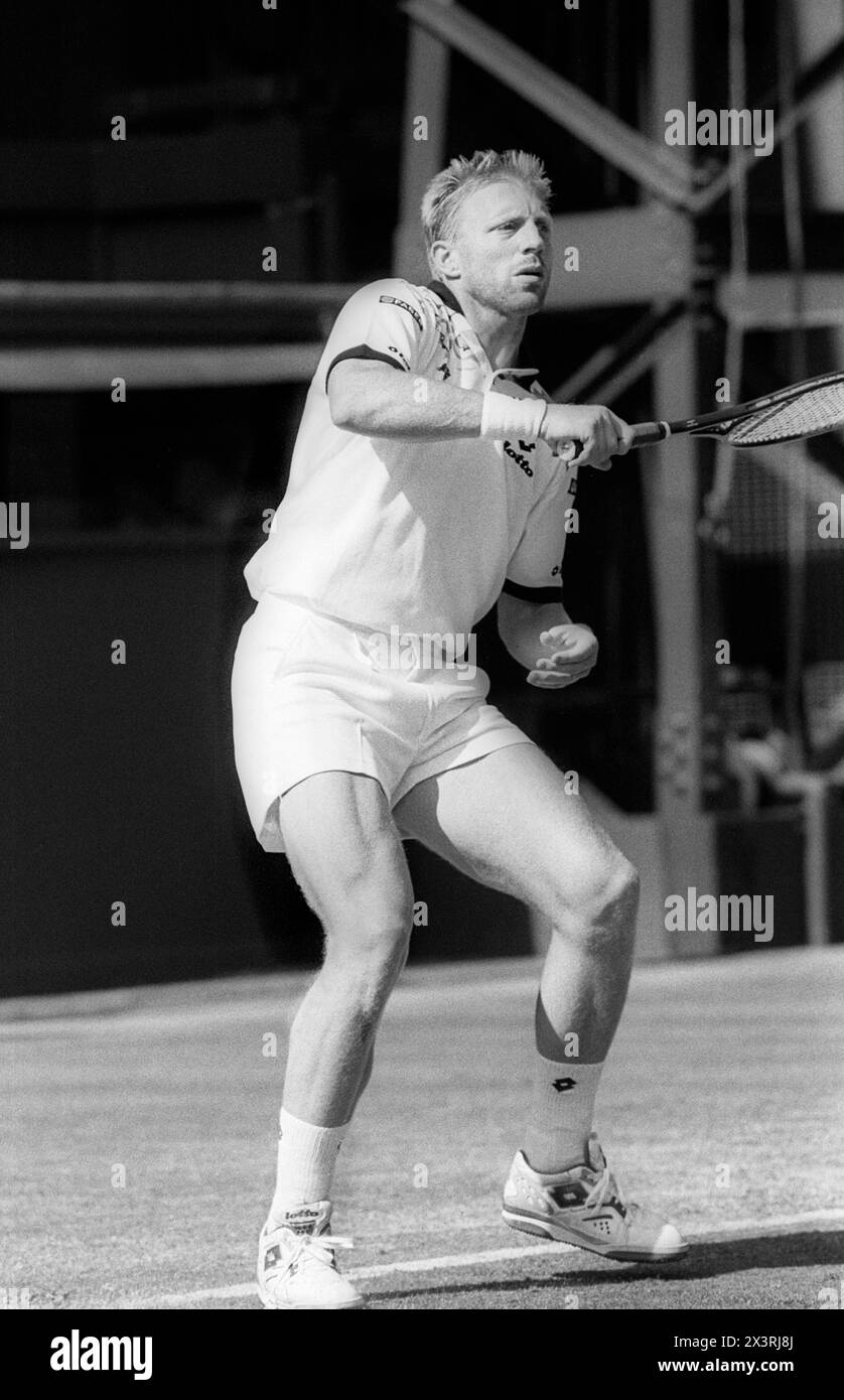 Boris Becker playing at Wimbledon Grand Slam tournament in 1993 Stock ...