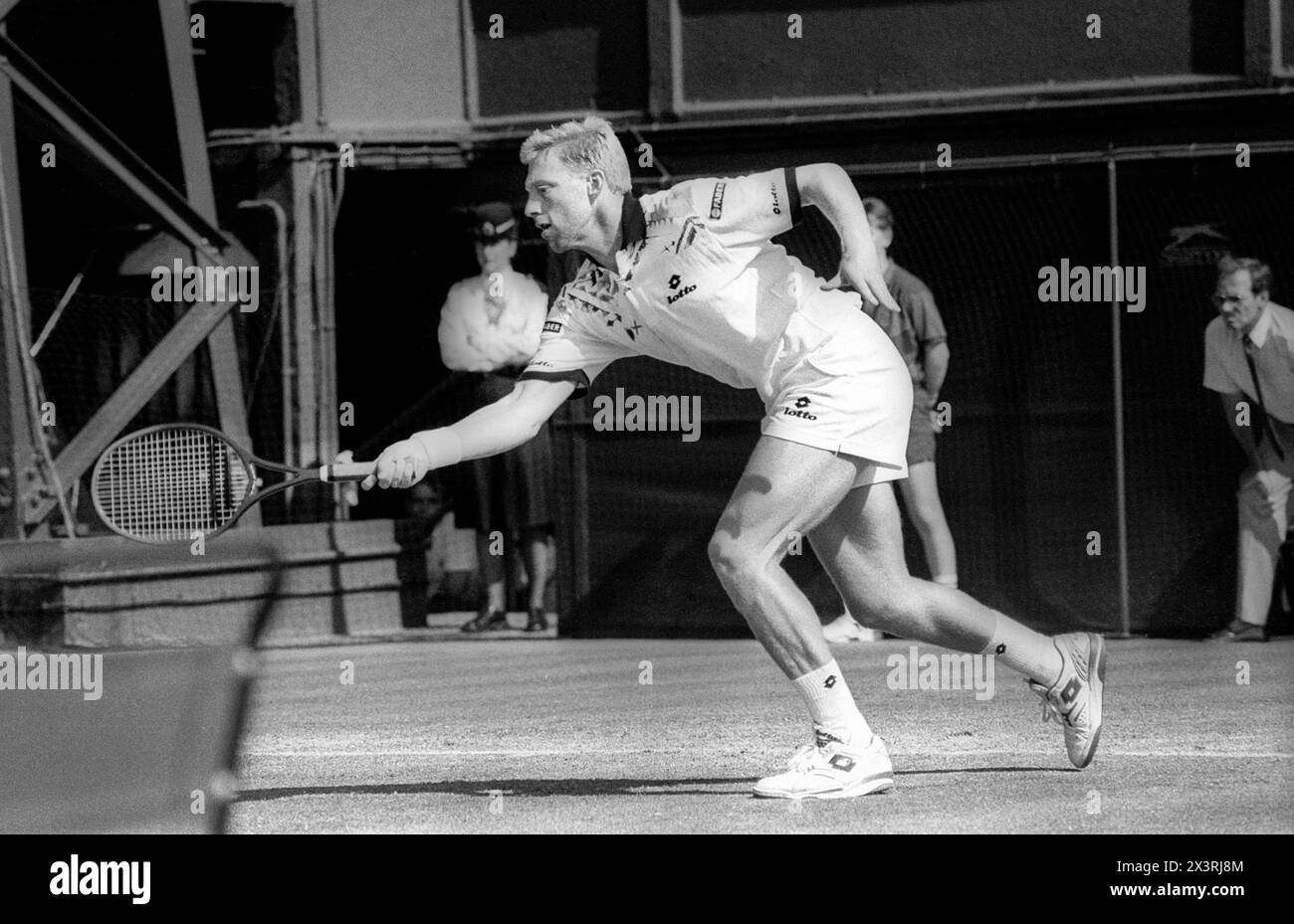 Boris Becker playing at Wimbledon Grand Slam tournament in 1993 Stock ...
